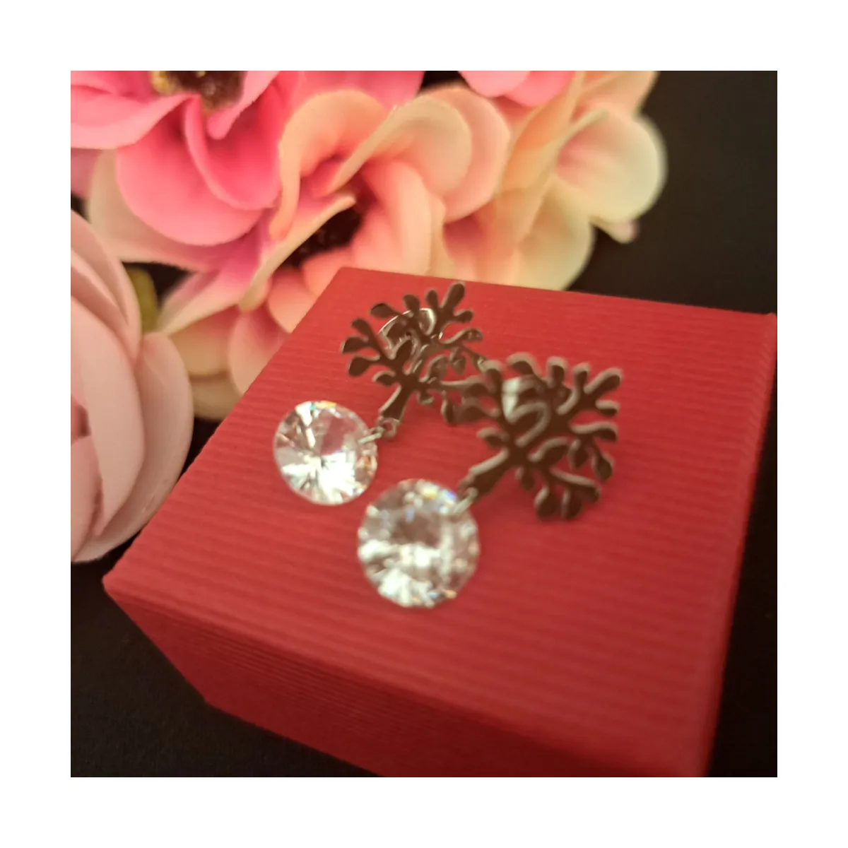 Ezüstözött életfa kristállyal